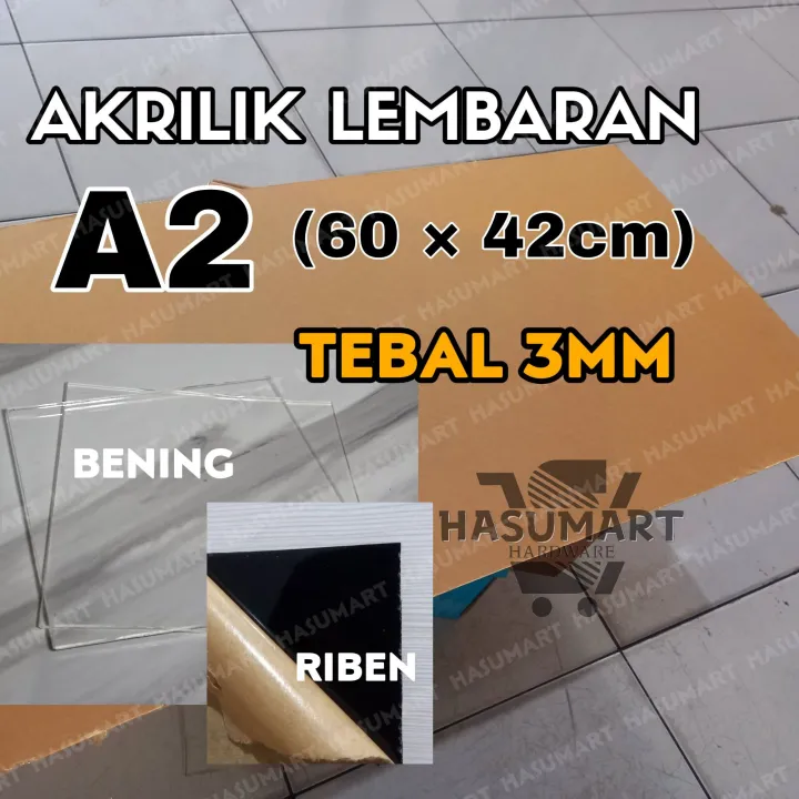 Akrilik Lembaran A2 Tebal 3mm Bening (Kaca Acrylic) | Lazada Indonesia
