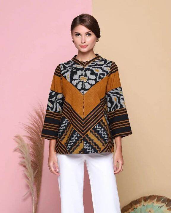 Blus Tenun Gold Terlaris Material Tenun Blanket - Blus wanita kerja ...