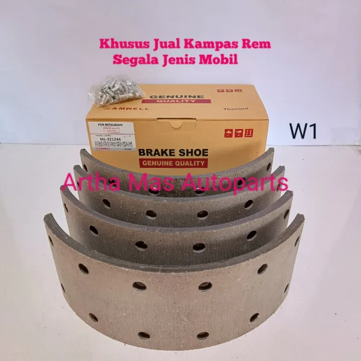 KAMPAS REM CANTER PS 125 TURBO PS135 + PAKU RIVET. BRAKE LINING CANTER ...