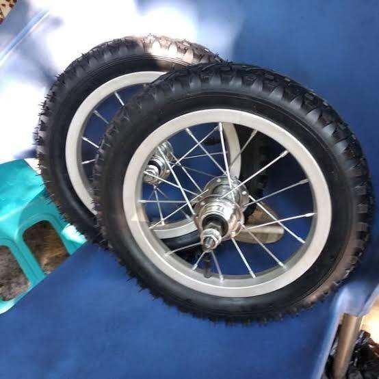 wheelset / fullset roda velg sepeda ukuran 12 inch lengkap dengan ban ...