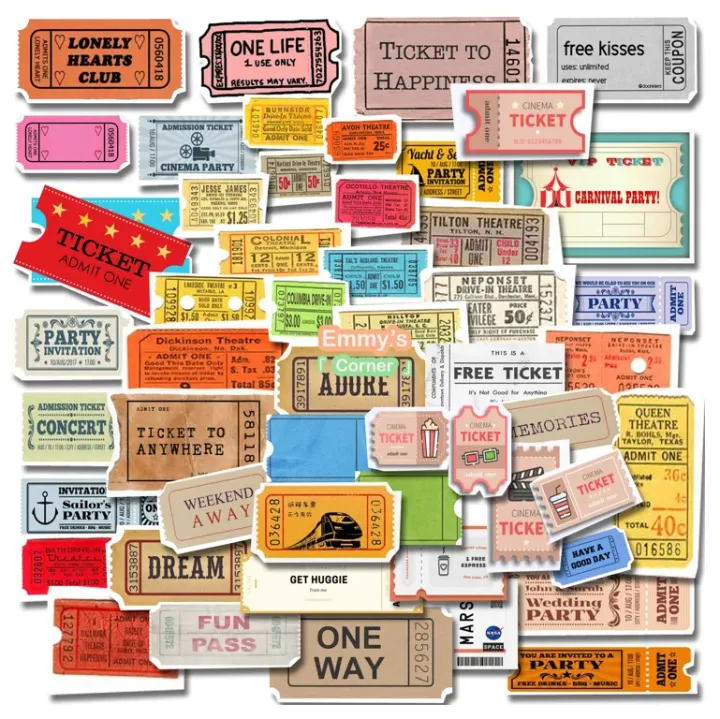 Tickets decorative stickers 50pcs | Lazada PH