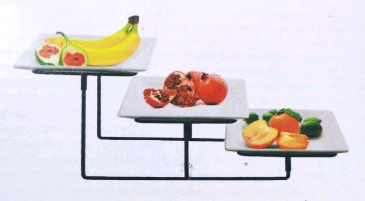 Square Plate 3 tier Buffet Server with Metal Stand | Lazada PH