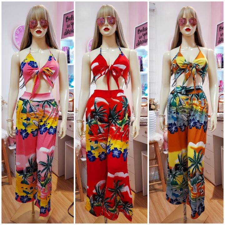 DBS Boho Summer terno Pants Sexy Terno Pants and tie halter bra Sexy ...