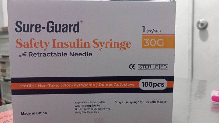 Disposable Insulin Syringe G30 Luer locked Sureguard 100pcs | Lazada PH