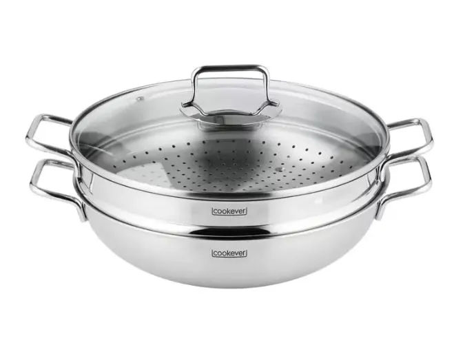 Cookever Stainless Steel Variety IH Induction Wok Steamer Lid 32cm ...