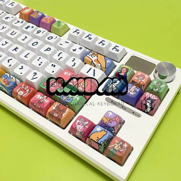 KAIDAN DIY Five-side XDA Profile DYE-SUB Keycaps Cartoon Waves Colorful ...
