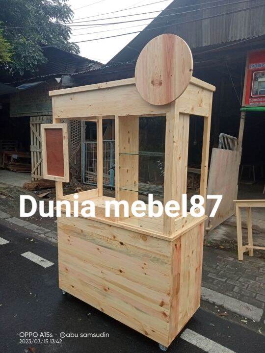 Gerobak kayu jati Belanda murah gerobak jualan booth kekinian | Lazada ...
