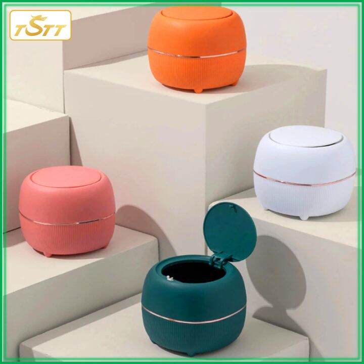 Mini Trash Bin Desktop with Lid New Nordic Style Creative Press Trash ...