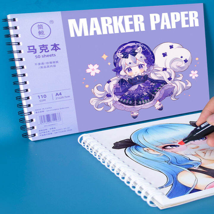 A3/A4/A5 Cartoon Cover Marker paper 50 sheets markers Painting Children ...