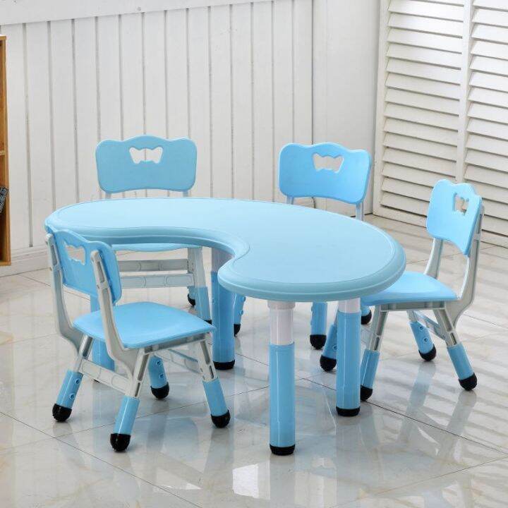 Lifting School Desk and Chair Moon Small Table Household Plastic ...