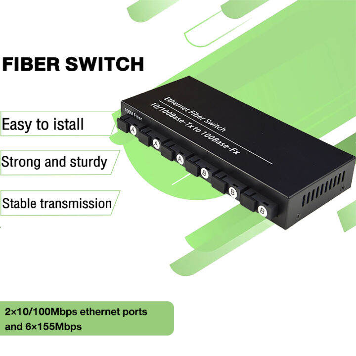Ethernet Fiber Switch 6 Port 3A3B 2 RJ45 10 / 100M Ethernet Switch ...
