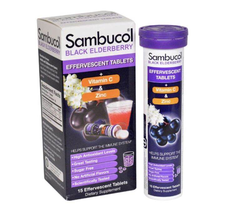 Sambucol Black Elderberry Effervescent Tablets plus Vitamin C & Zinc 15 ...