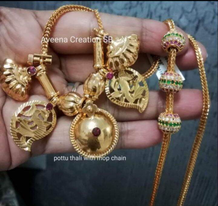 Gold Plated moggupu Thali chain with pottu Thali set necklace"30" inch ...