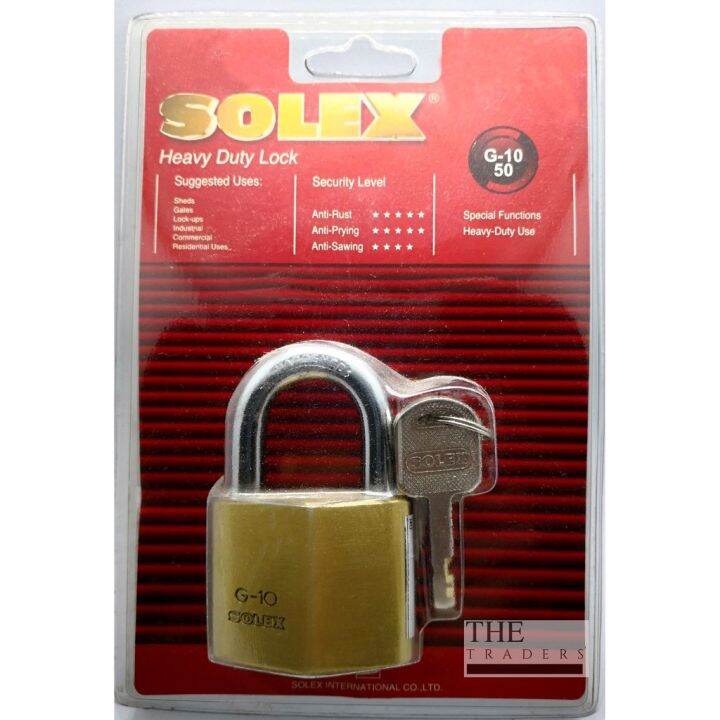 Solex G5 / G10 Heavy Duty Brass Padlock - 50mm MADE IN THAILAND | Lazada
