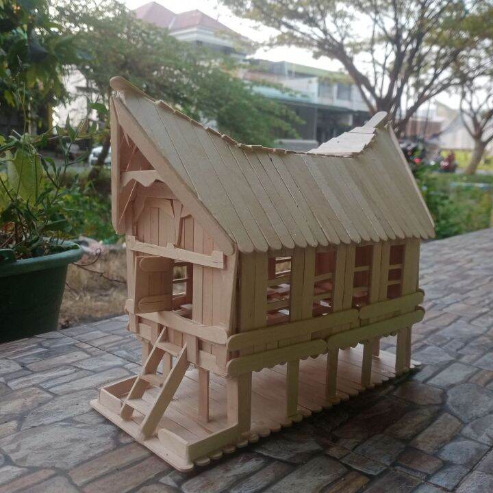 miniatur rumah adat Batak bolon dari stik es krim | Lazada Indonesia