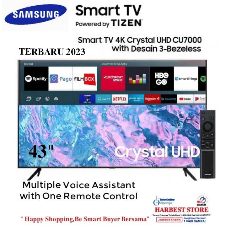 TERBARU 2023! SAMSUNG CRYSTAL 4K UHD SMART TV 43 INCH GOOGLE VOICE TIZEN OS 43CU7000 DOLBY ...