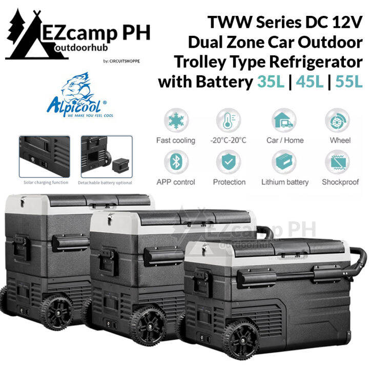 ALPICOOL TWW Series Car Camping DC 12V and AC 220V Dual Zone Outdoor ...