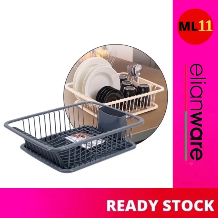 ELIANWARE Modern Marble Dish Drainer Rack with Compartments & Removable ...