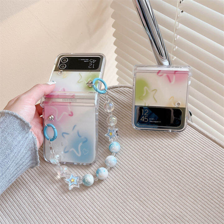 Casing Samsung Galaxy Z Flip 4 Z Flip 3, sarung HP dengan tali pergelangan tangan pelindung ...