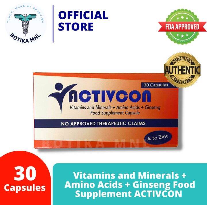 ACTIVCON Vitamins and Minerals + Amino Acids + Ginseng and Food ...