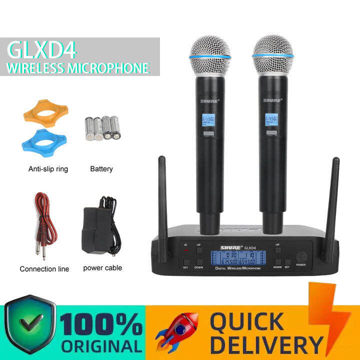 100% original SHURE GLXD4 Professional Dual Channel Wireless Microphone System Dual Karaoke ...