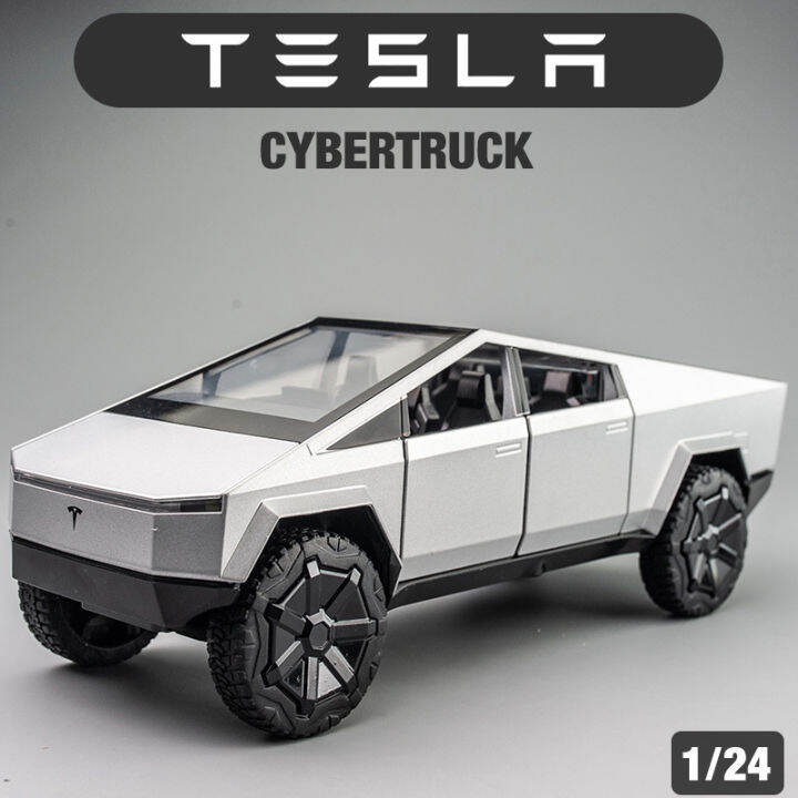 【WJ】1:24 Tesla cybertruck alloy diecast car model simulation sound and ...