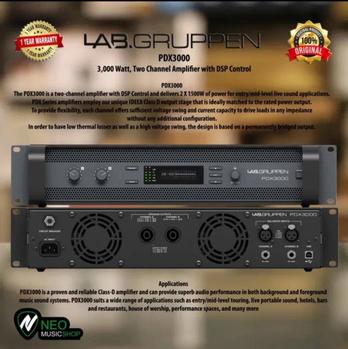 Lab Gruppen PDX3000 3000 watt , two channel amplifier with DSP control | Lazada Indonesia