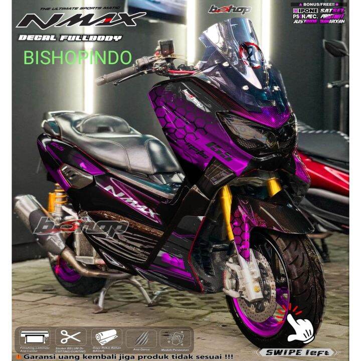 stiker decal motor nmax old variasi motif lebah ungu full body | Lazada ...