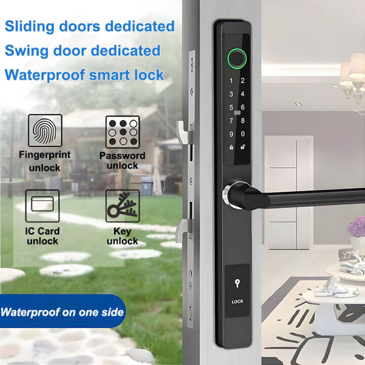 Waterproof sliding door lock electronic smart lock door knob smart door ...