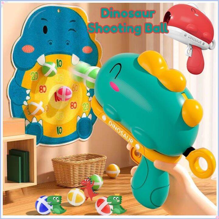Children's Dinosaur Sticky Ball Shooting Toy Target Practice Kids ...
