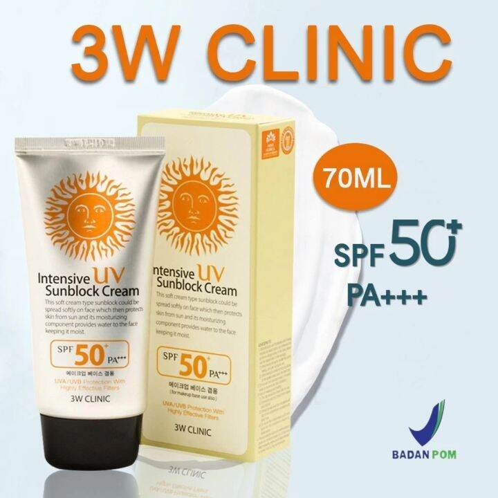 3W Clinic Intensive UV Sunblock Cream SPF 50+++ 70 Ml | Lazada Indonesia