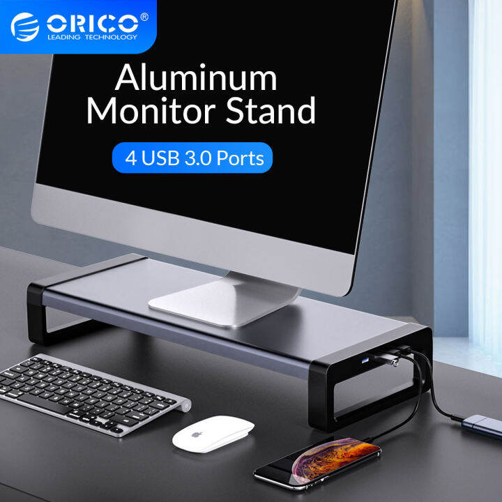 ORICO Aluminum Monitor Stand Riser Wood Computer Universal Desktop ...