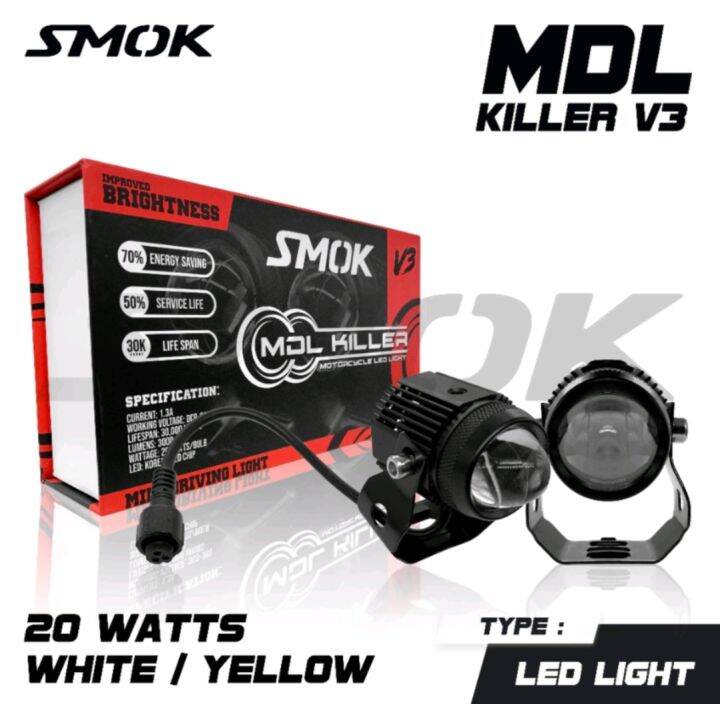 SMOK MDL KILLER MINI DRIVING LIGHT V1 V3 VERSION 3 4 WIRE WHITE YELLOW ...