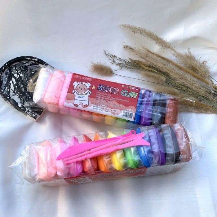 Clay Mainan Anak isi 12 pcs Edukasi Lilin Slime Murah Clay Play Dough ...