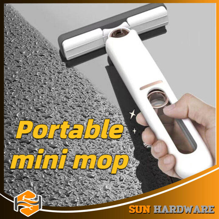 SUN HARDWARE Mini Portable Mop Short Hand Mop Lazy Hands-Free Wet and ...