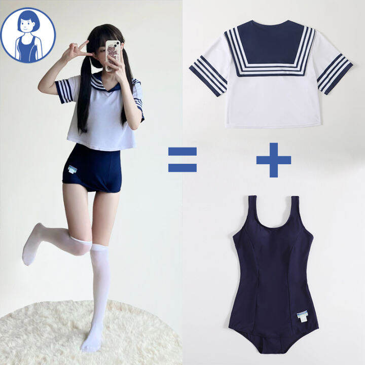 Japanese Style Girl Cute Summer Photo Swimsuit School Student Campus ...