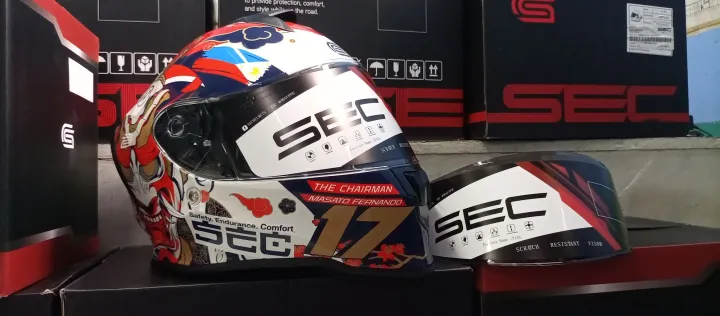 SEC Full Face Sigle Visor Sportgrade Masato Day Red | Lazada PH