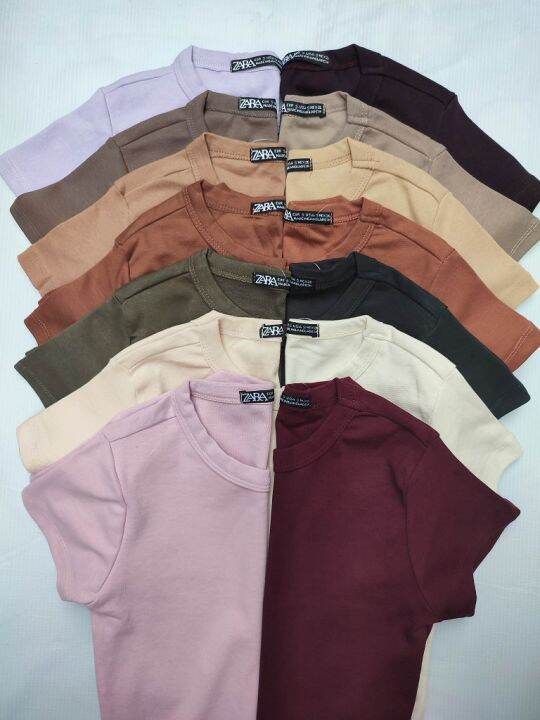 Za•Ra Basic Ribbed Semi Crop top | Lazada PH