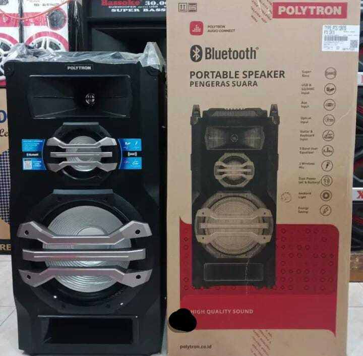 POLYTRON Speaker Portable PTS-12K15 Bluetooth Free 2 Mic Wireless ...