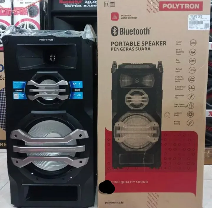 POLYTRON Speaker Portable PTS-12K15 Bluetooth Free 2 Mic Wireless ...