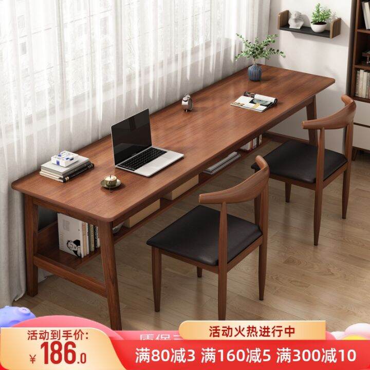 Long Table Solid Wood Legs Double Desk Table Workbench Home Wall Narrow ...
