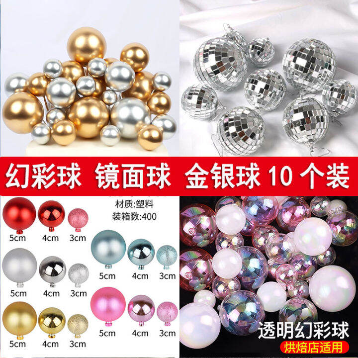 Baking Cake Topper Golden Ball Silver Ball Transparent Bubble Ball ...