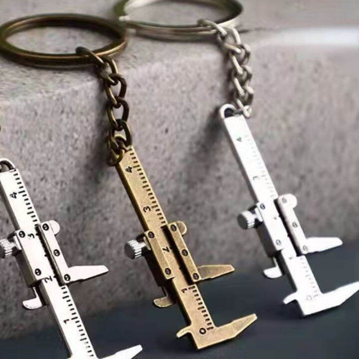 Men Portable Mini Metal Ruler Vernier Caliper Ruler Key Chain KeyRing ...