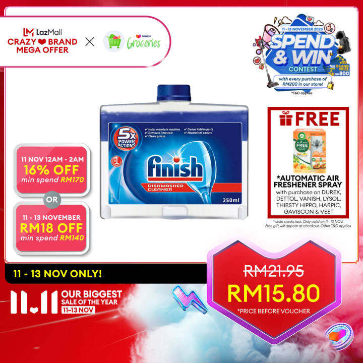 Finish Automatic Dishwasher Machine Cleaner Regular Bottle (250ml) | Lazada