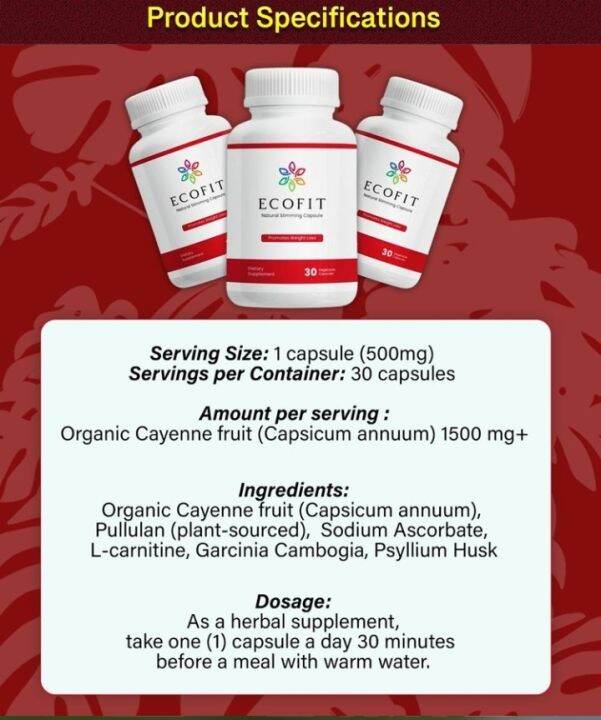 ECOFIT Natural Slimming Capsule 500mg (30Caps) | Lazada PH
