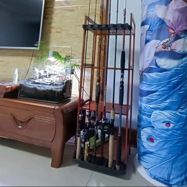 6 Holes Fishing Rod Holder Wall Mounted Vertical Fishing Rod Rack ...