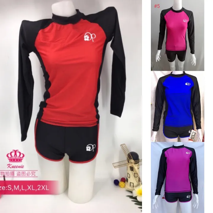 Rush Guard Terno For Women Long Sleeve And Shorts Swimsuit，assorted ...