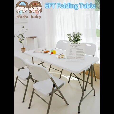 HAHA BABY Folding Table 6FT(180CM) Heavy Duty Foldable Table Outdoor ...