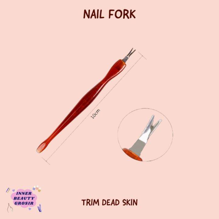 Nail Fork / Lidah Ular Nail Art / Alat Pendorong Kulit Mati Kutikula ...