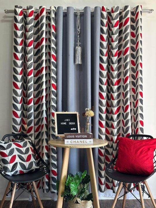 Gray Plain&Printed Ring Curtain - Sold Per Piece | Lazada PH